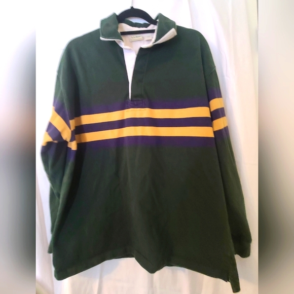 L.L. Bean | Sweaters | Vintage 9s Ll Bean Rugby Shirt Forest Green Size ...